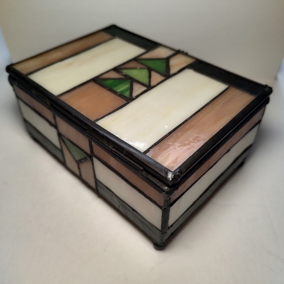 Accents | Vintage Stained Glass Mosaic Jewelry Trinket Box With Hinged ...